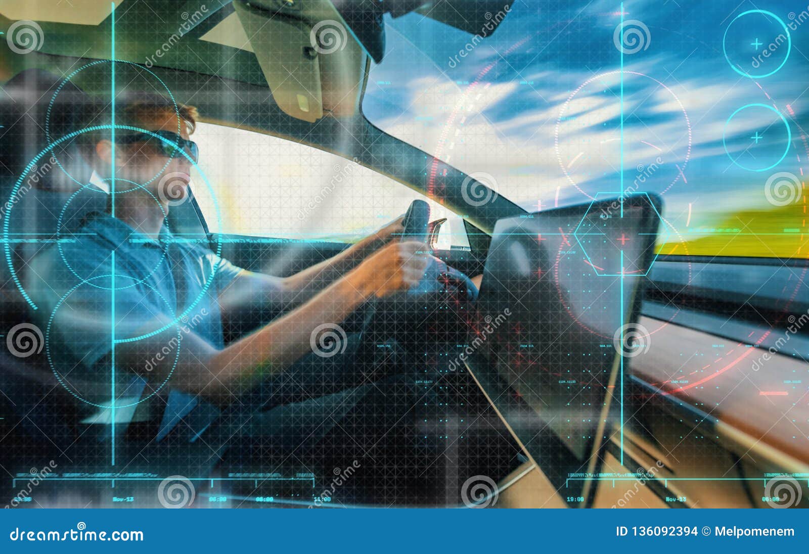 Computer Assisted Driving Car Technology Theme Stock Photo - Image of ...