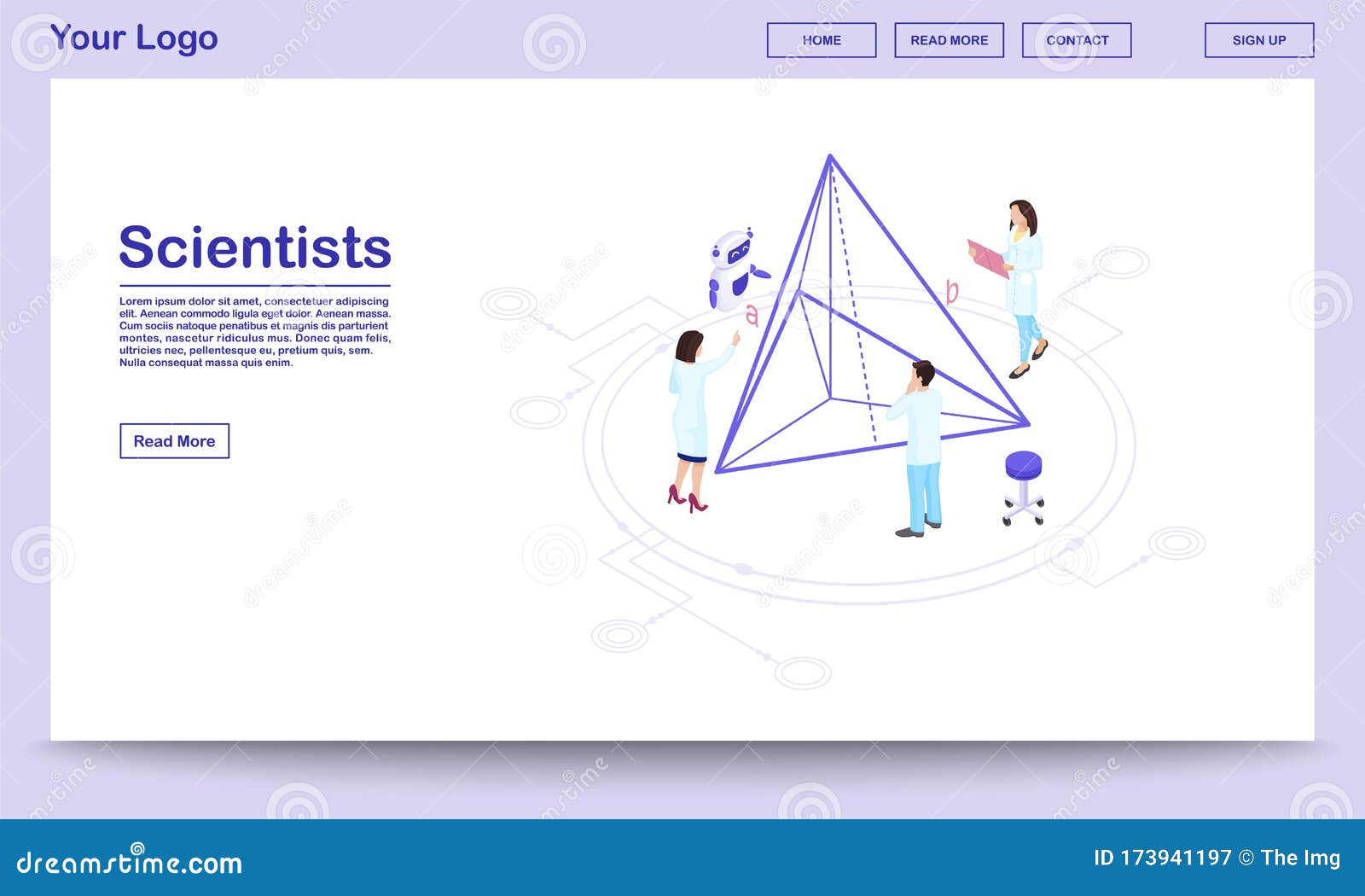 Computer Assisted Science Isometric Webpage Template. Scientists With ...