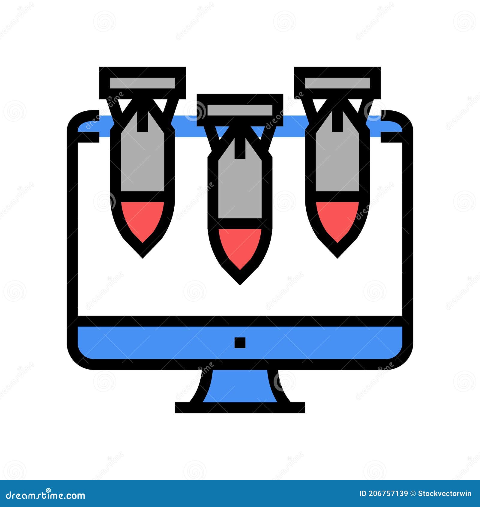 Computer Attack Color Icon Vector Illustration Stock Illustration ...
