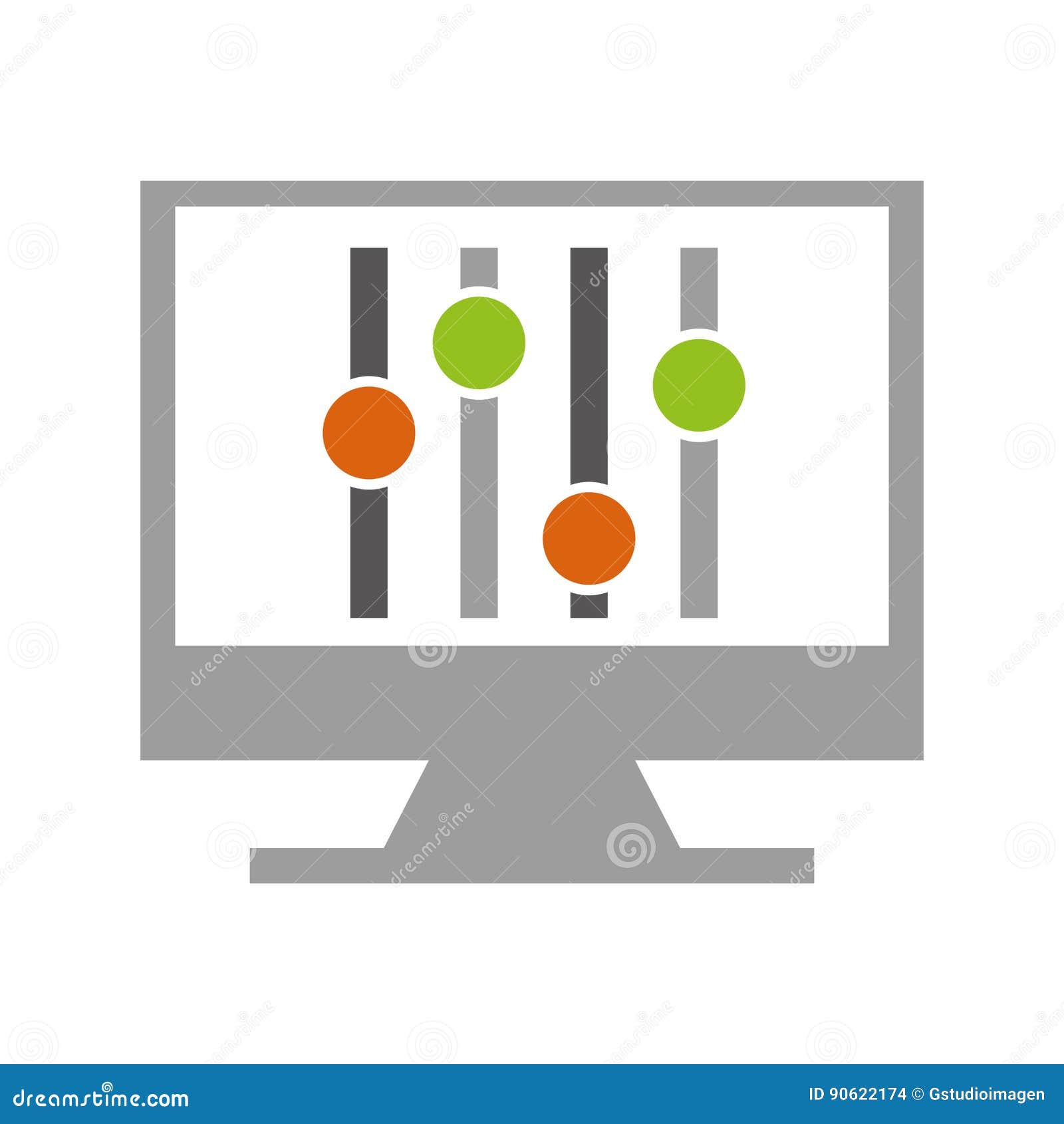 Computer with Audio Control Panel Icon Stock Vector - Illustration of ...