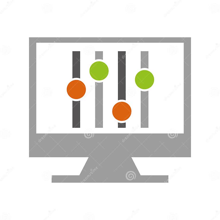Computer with Audio Control Panel Icon Stock Vector - Illustration of ...