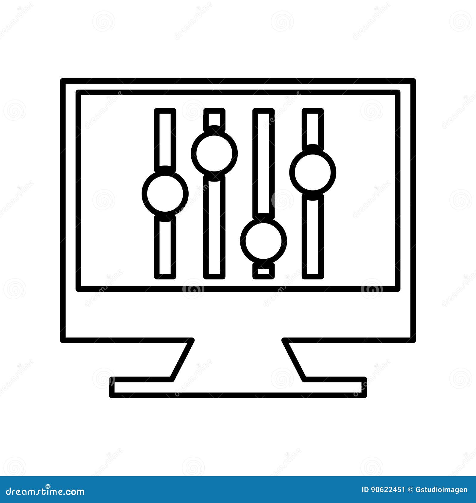 Computer with Audio Control Panel Icon Stock Vector - Illustration of ...