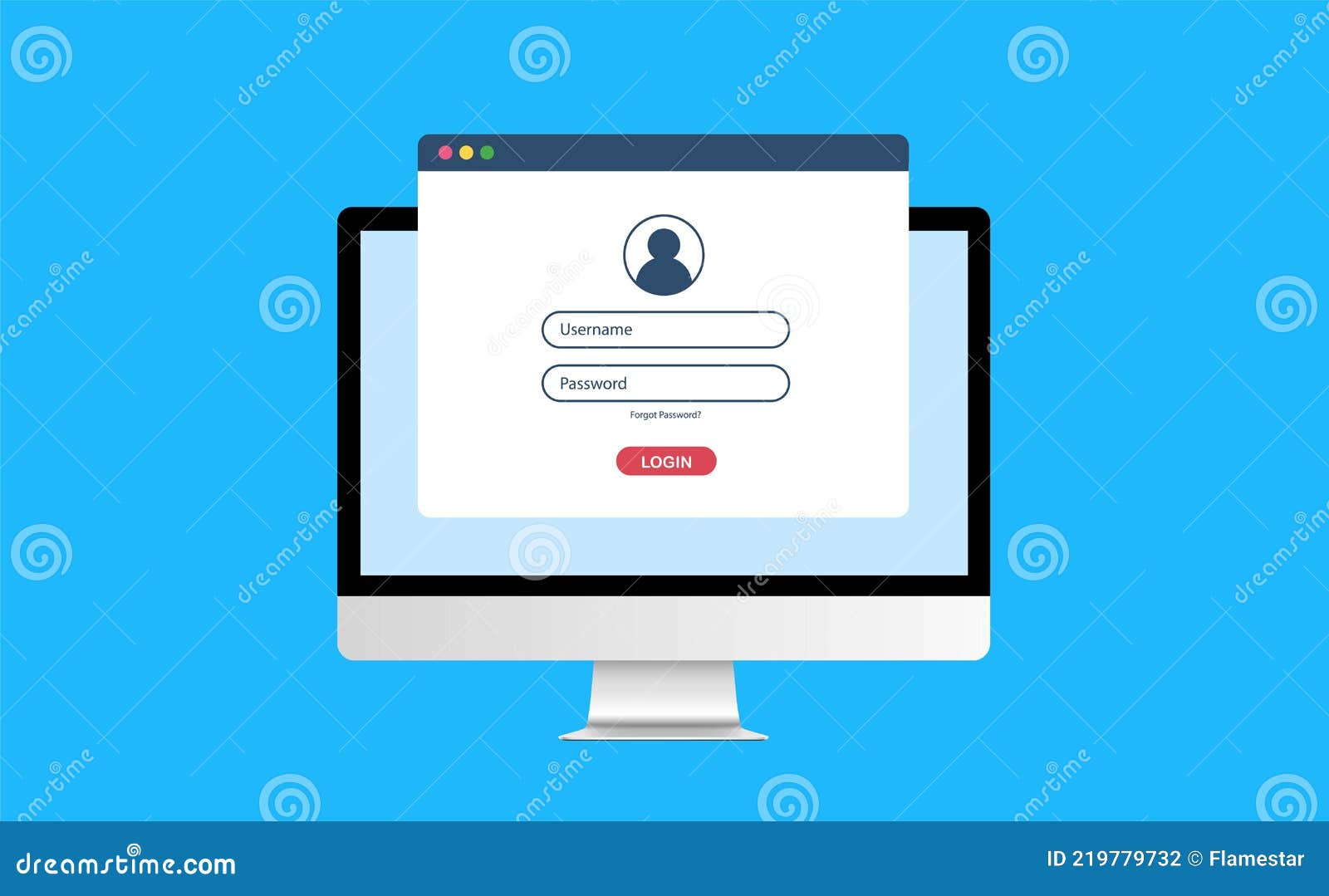 Computer with Authorisation on the Screen, Login and Password of the ...