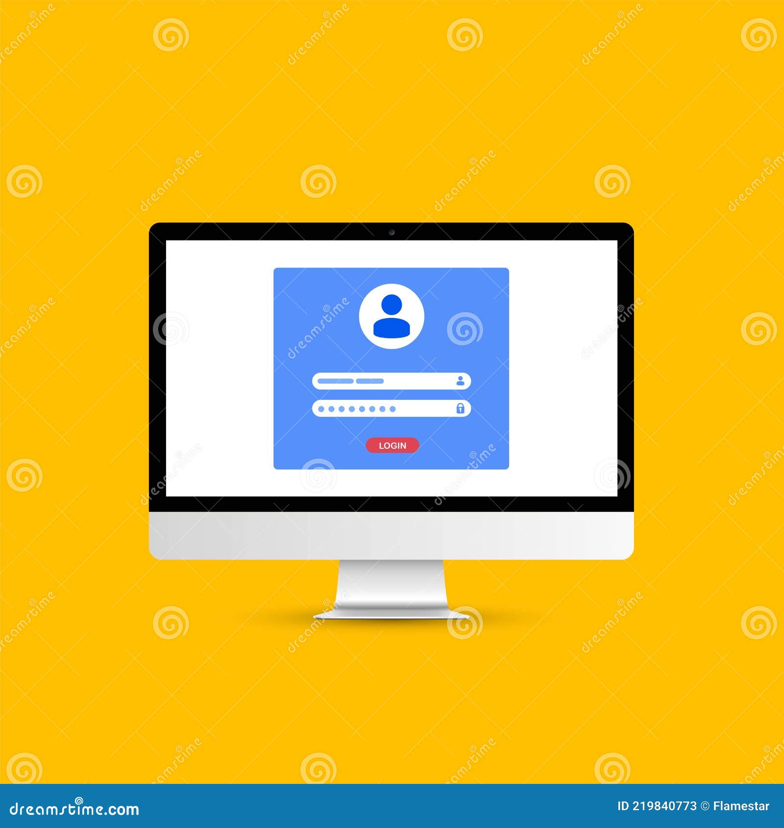 Computer with Authorization on the Screen, Login and Password of the ...