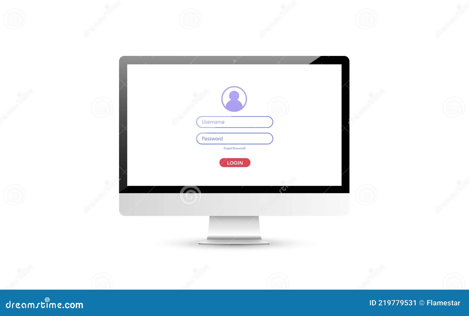 Computer with Authorization on the Screen, Login and Password of the ...