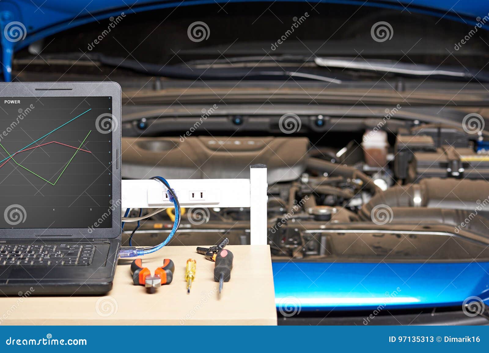 Computer auto diagnostic stock image. Image of mechanic - 97135313