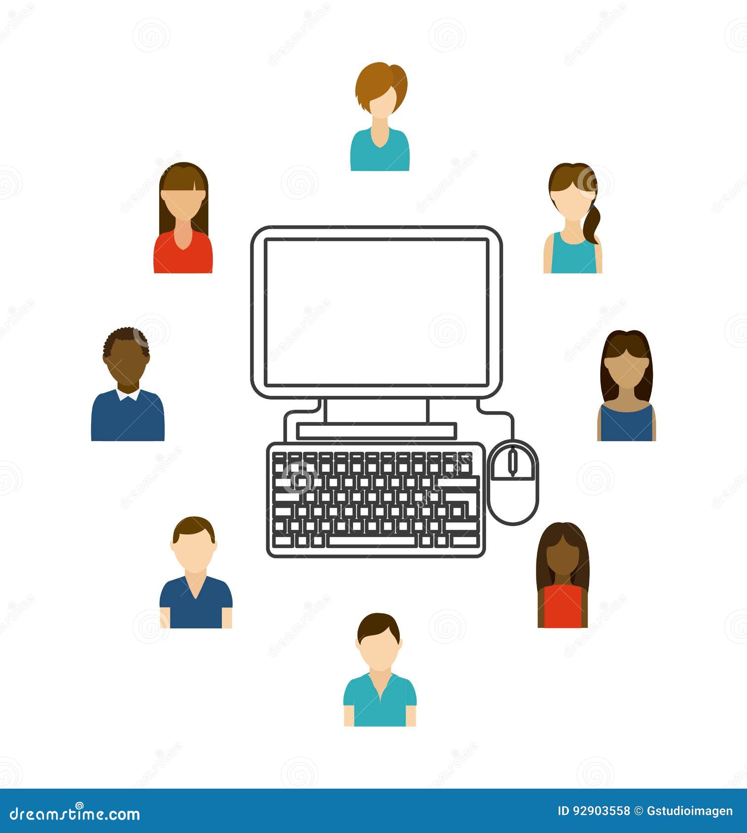 Computer and Avatar People Icon. Media Design. Vector Graphic Stock ...