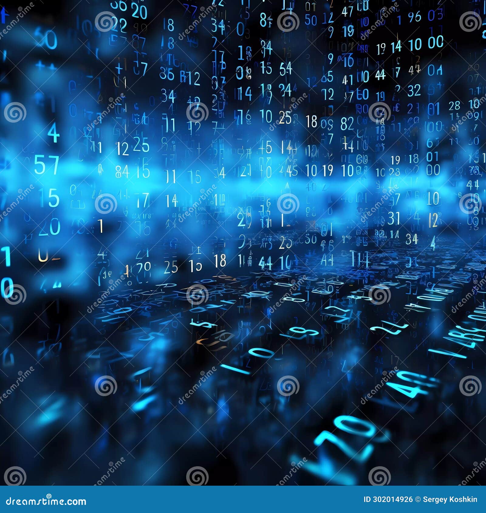 Computer Background with Blue Digits and Symbols on a Black Background ...