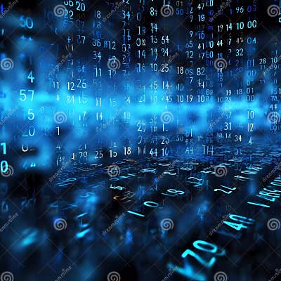 Computer Background with Blue Digits and Symbols on a Black Background ...