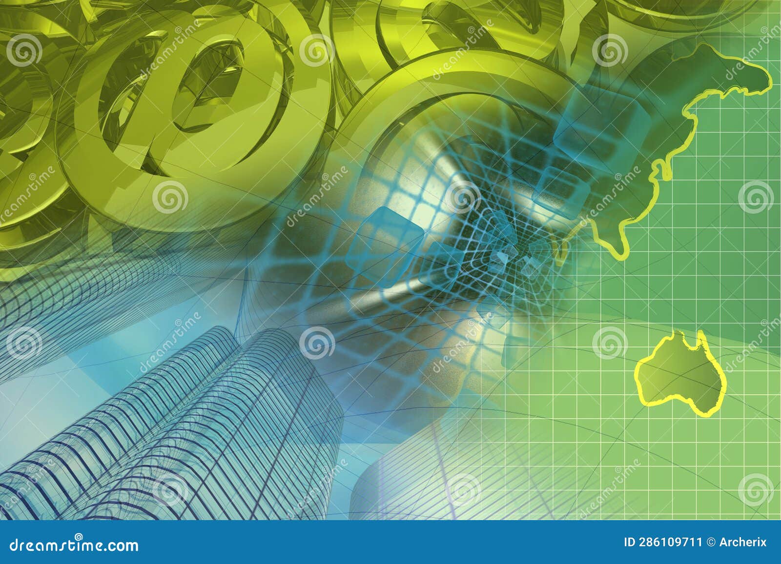 Communication Collage - Map, Mail Signs and Digits Stock Image - Image ...