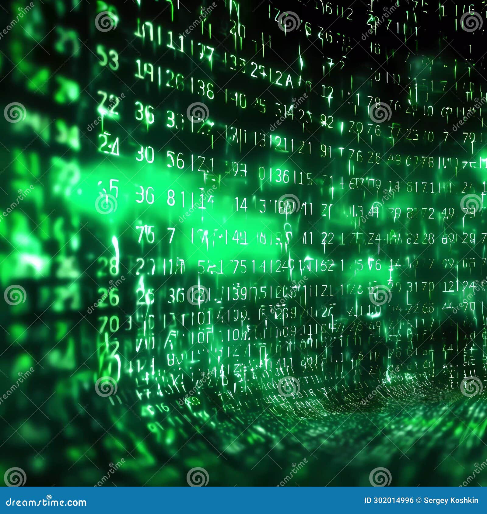 Computer Background with Green Digits and Symbols on a Black Background ...