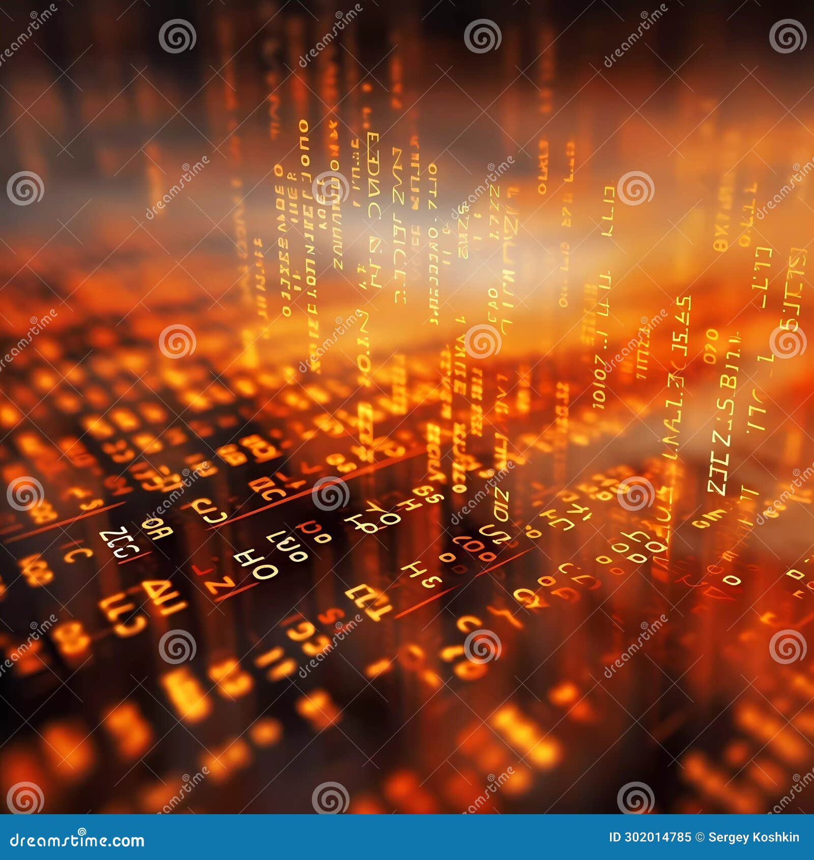 Computer Background with Orange Digits and Symbols on a Black ...