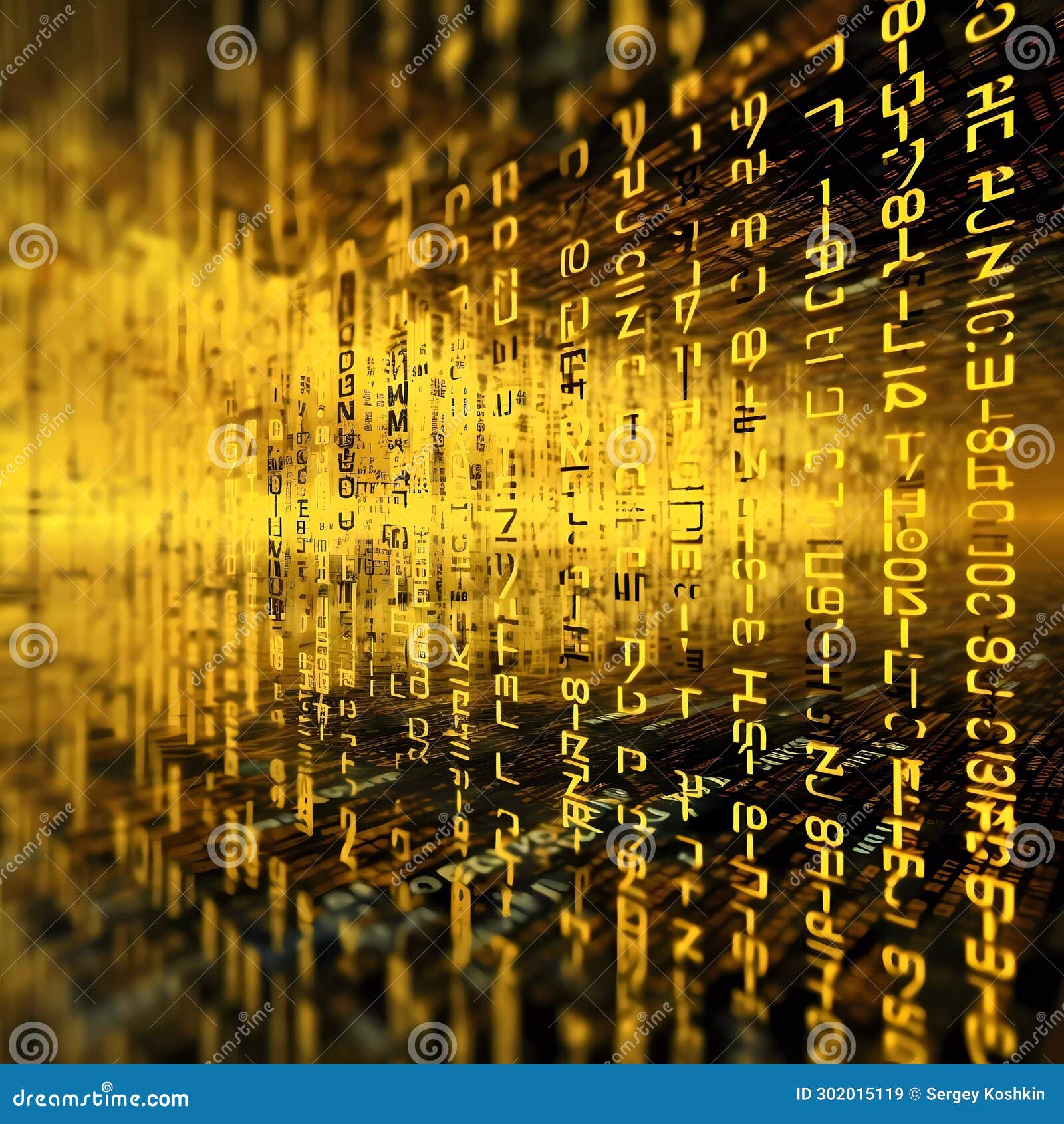 Computer Background with Yellow Digits and Symbols on a Black ...