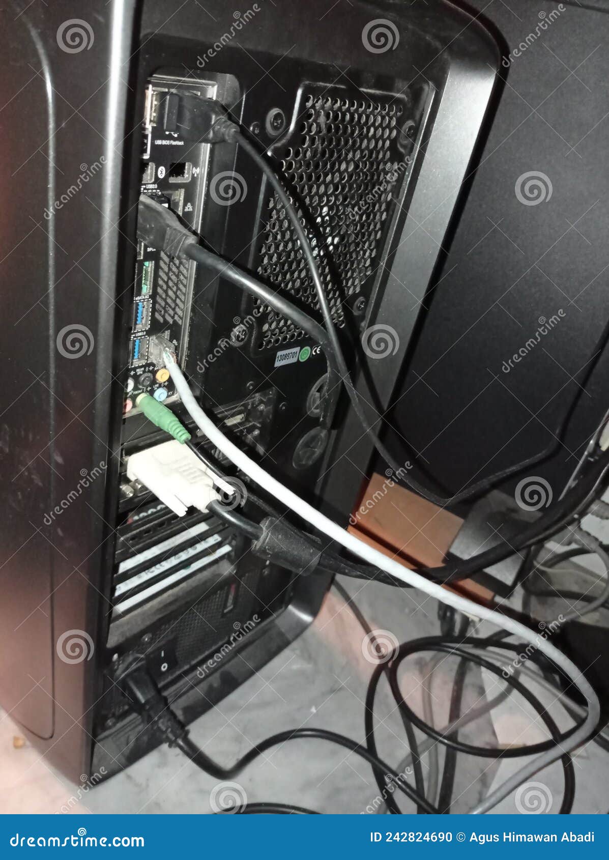 Computer Backside with Cable Stock Photo - Image of backside, machine ...