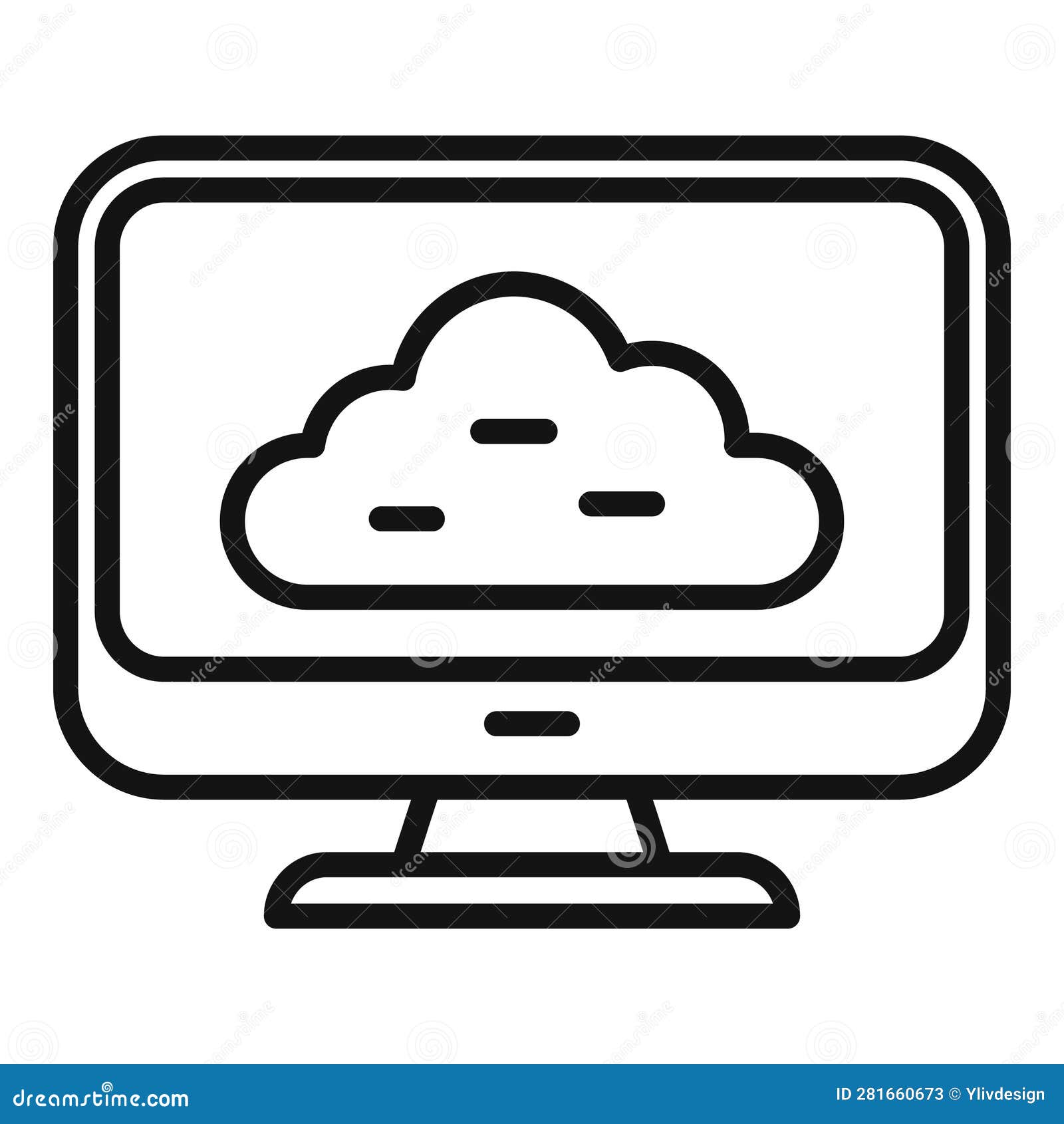 Computer Backup Icon Outline Vector Data Cloud Stock Vector