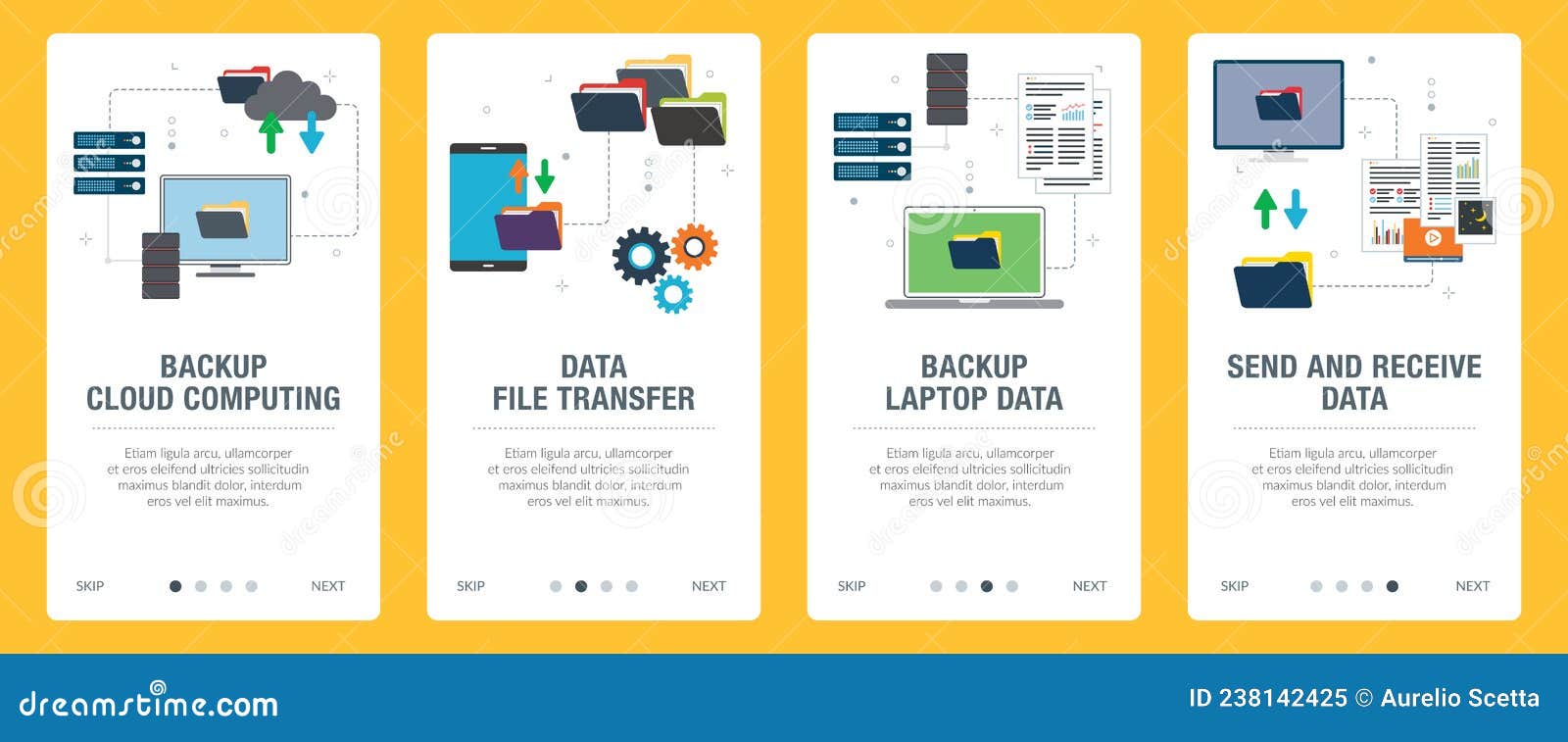 Computer, Backup, Report, Data and Cloud Computing Icons Stock Vector ...