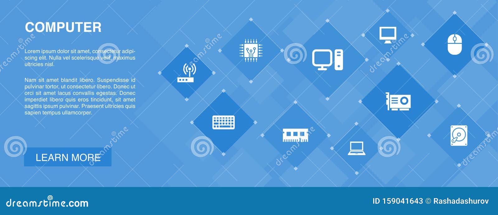 Computer Banner 10 Icons Concept.CPU Stock Vector - Illustration of ...