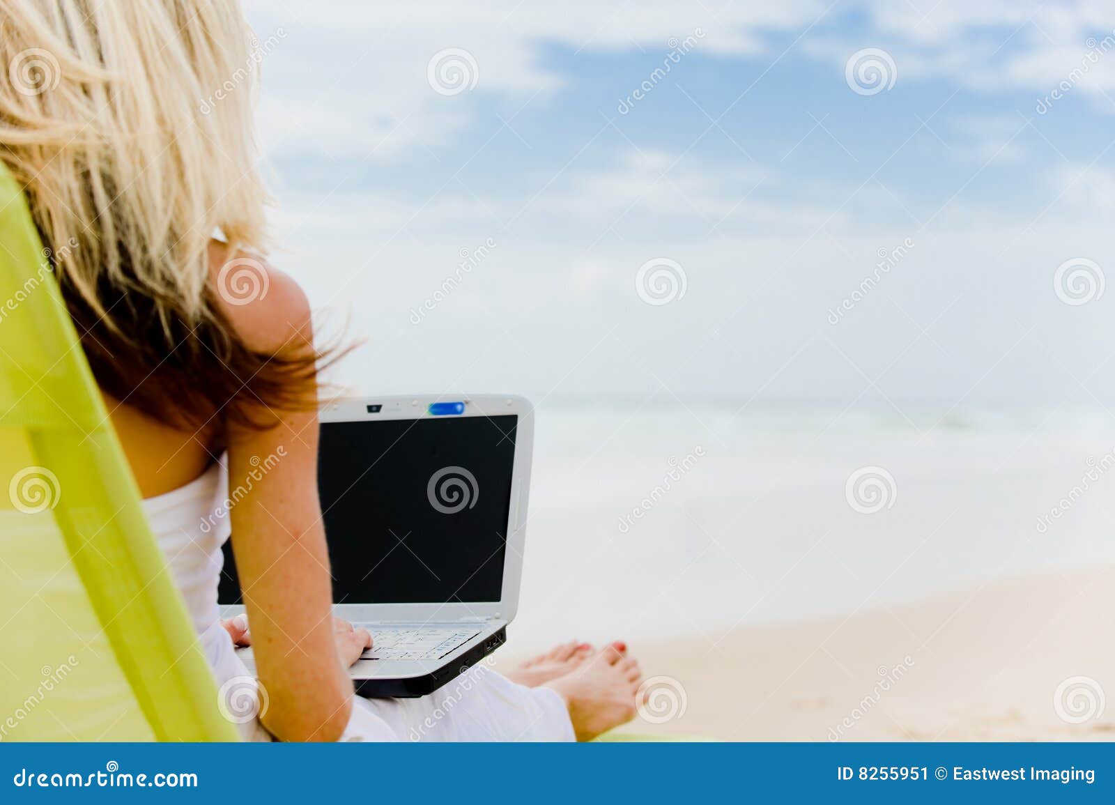 Computer on Beach stock image. Image of sitting, technology - 8255951