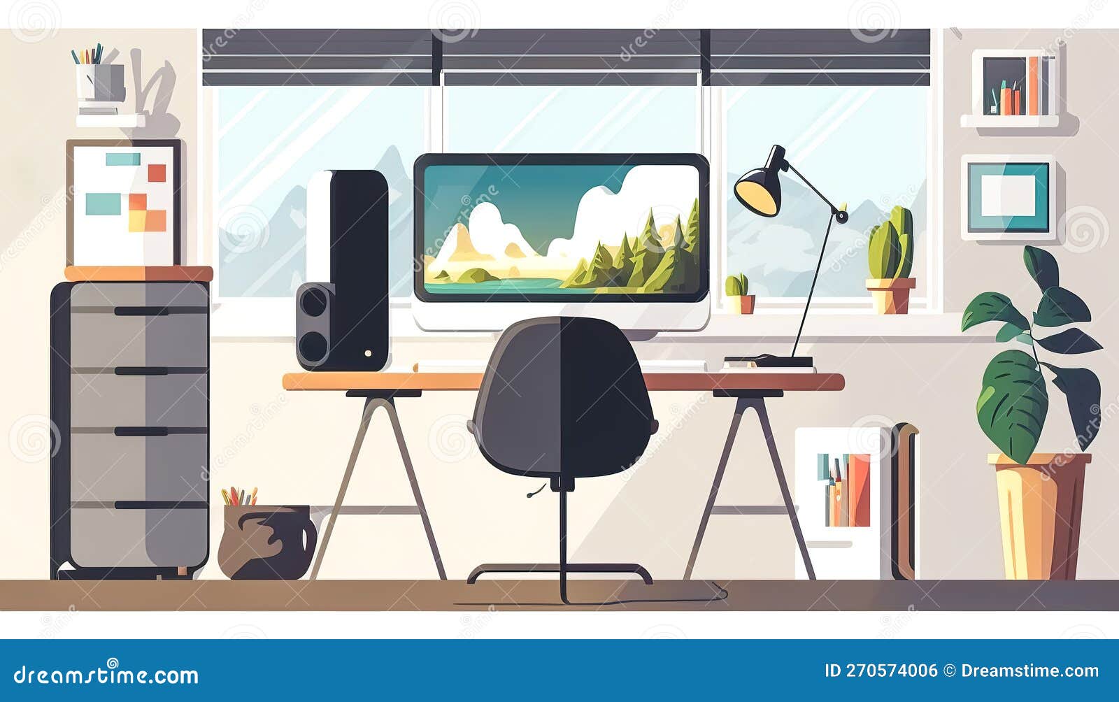 A Computer with a Beautiful Landscape on the Splash Screen, Generative ...