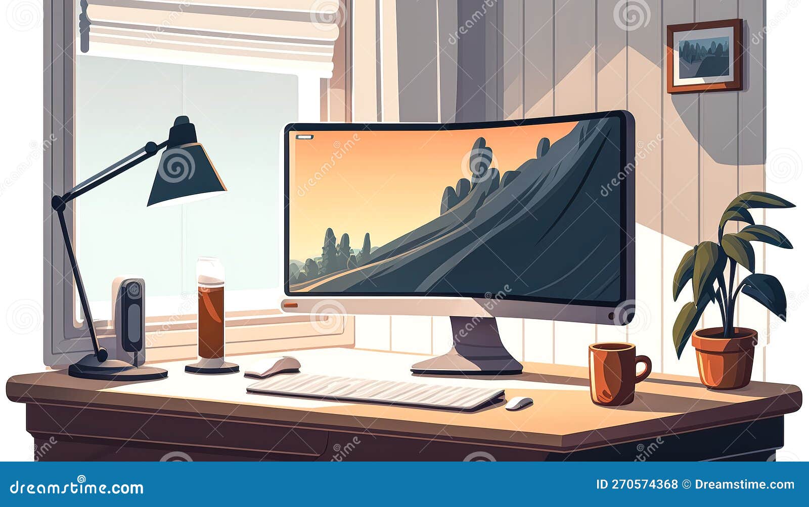 A Computer with a Beautiful Landscape on the Splash Screen, Generative ...