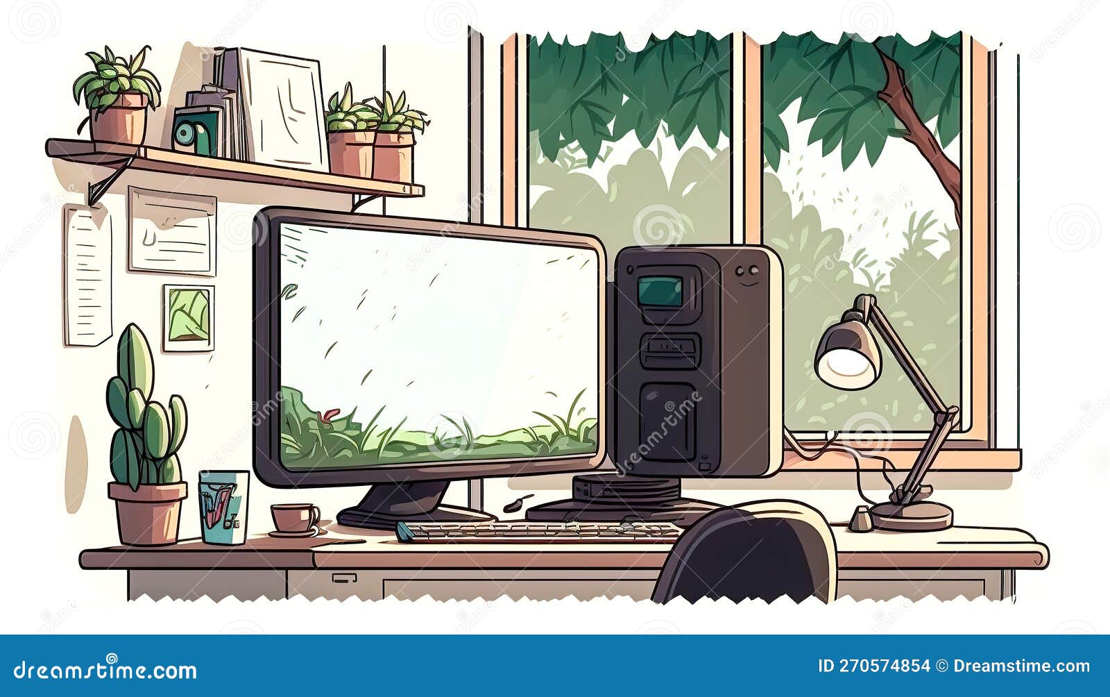 A Computer with a Beautiful Landscape on the Splash Screen, Generative ...