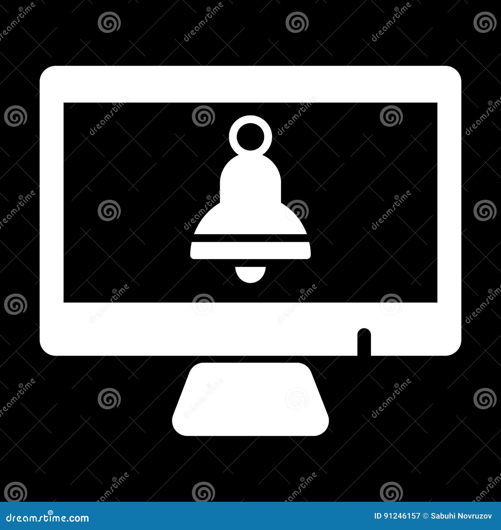 Computer and Bell Notification Icon Stock Vector - Illustration of ...