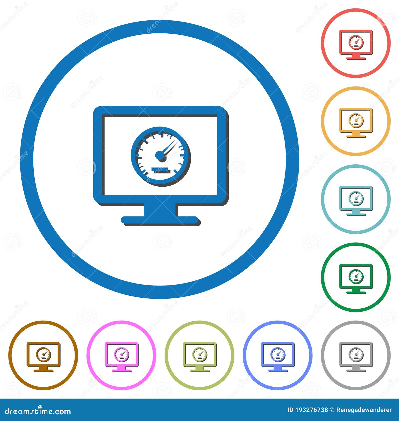 Computer Benchmark Icons with Shadows and Outlines Stock Vector ...