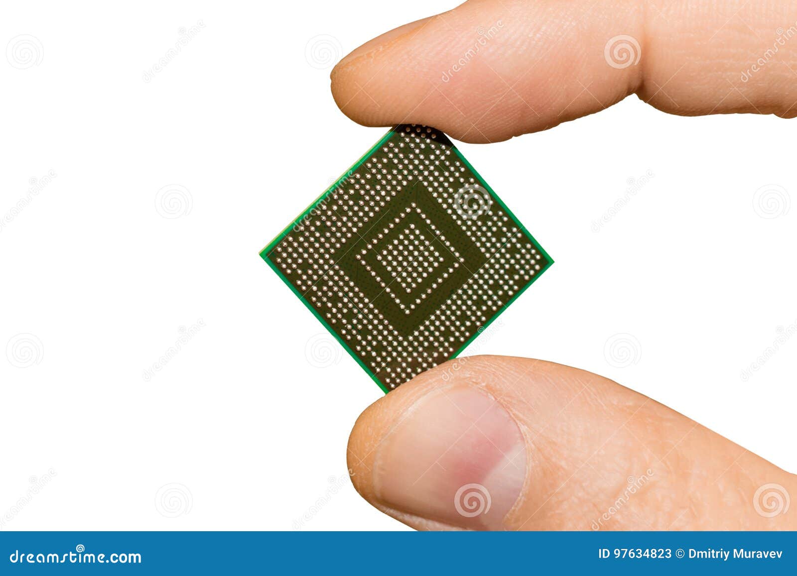 Computer BGA Chip Picture in Hand, Isolated on White Background Stock ...