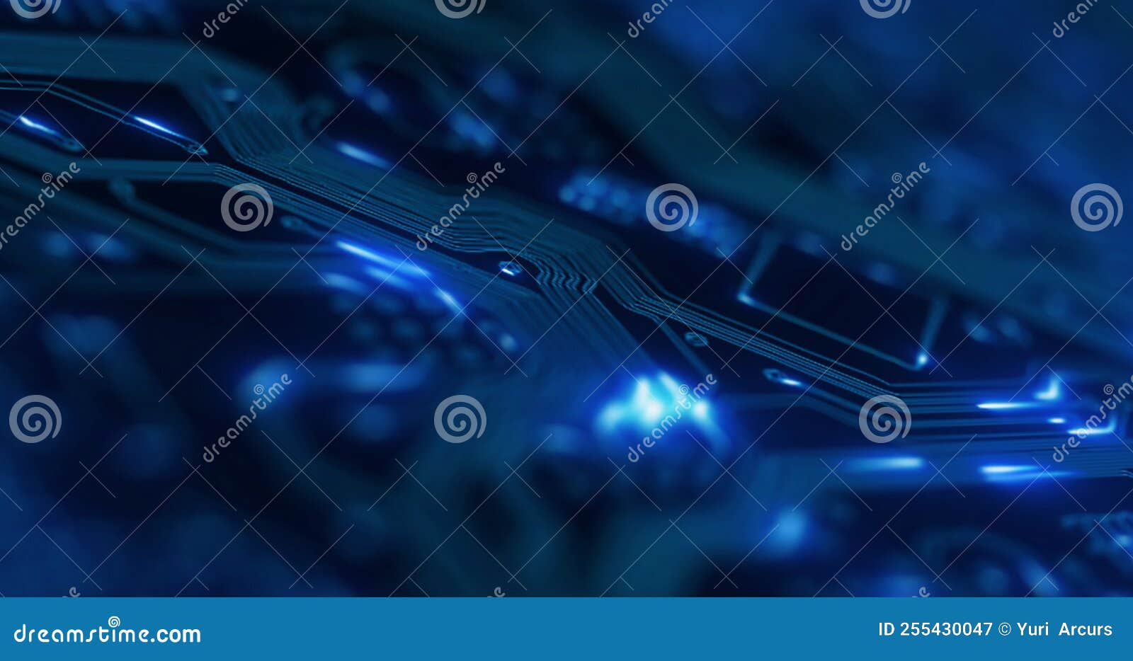 Computer Big Data Network, Digital Ai Technology and Microchip 3d Neon ...