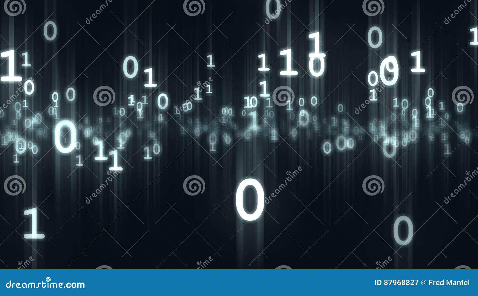 Computer Binary Bits And Bytes Numbers Particles 3d Rendering Stock
