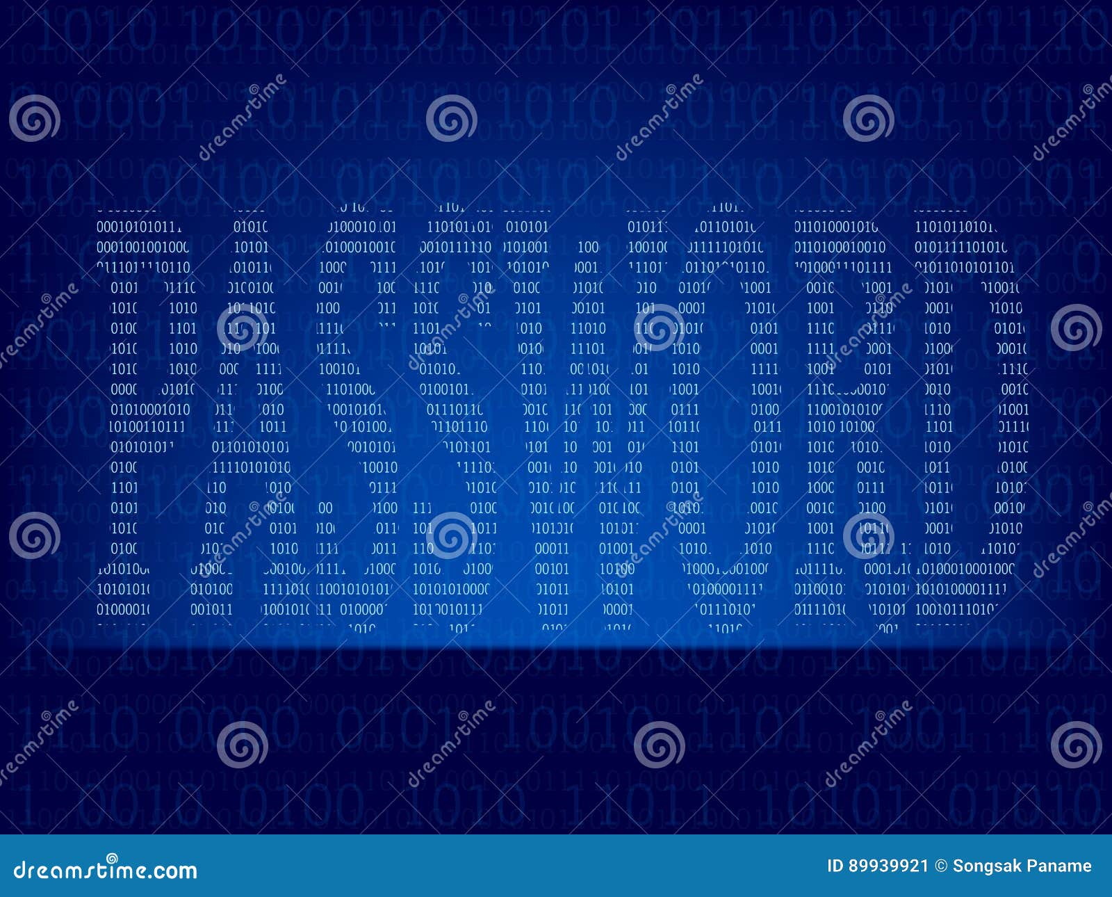 Computer Binary Code on Blue Screen Stock Illustration - Illustration ...