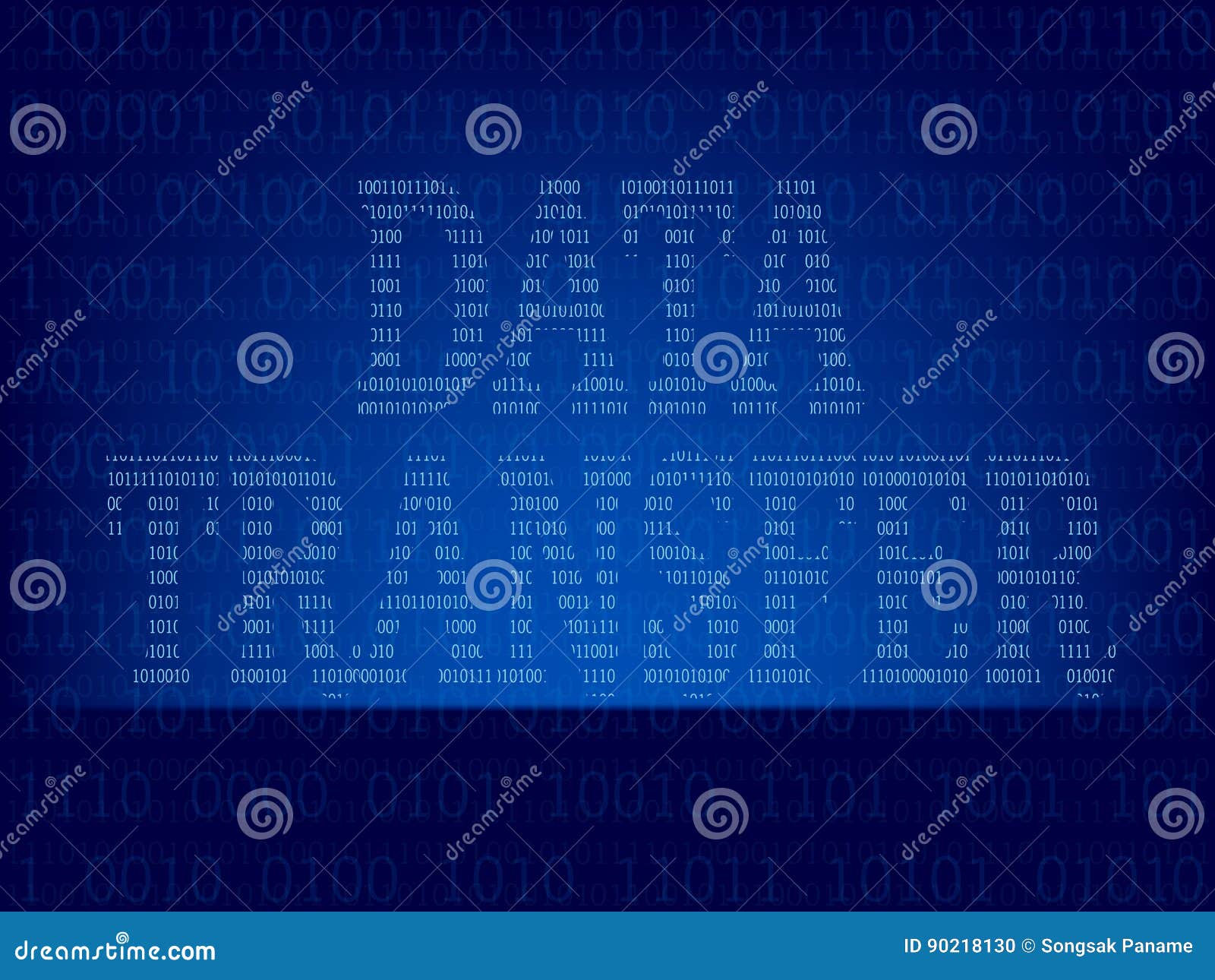 Computer Binary Code on Blue Screen Stock Vector - Illustration of ...