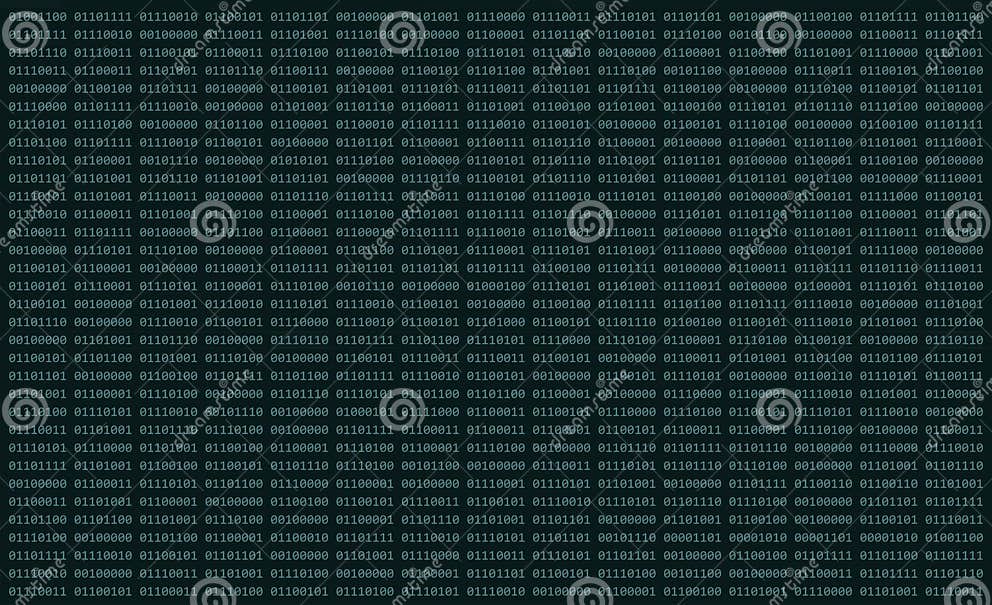 Computer Binary Code of Ones and Zeros Displayed on Digital Screen with Columns and Rows of ...