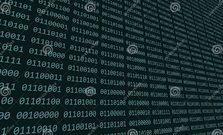 Computer Binary Code of Ones and Zeros Displayed on Digital Screen with Columns and Rows of ...
