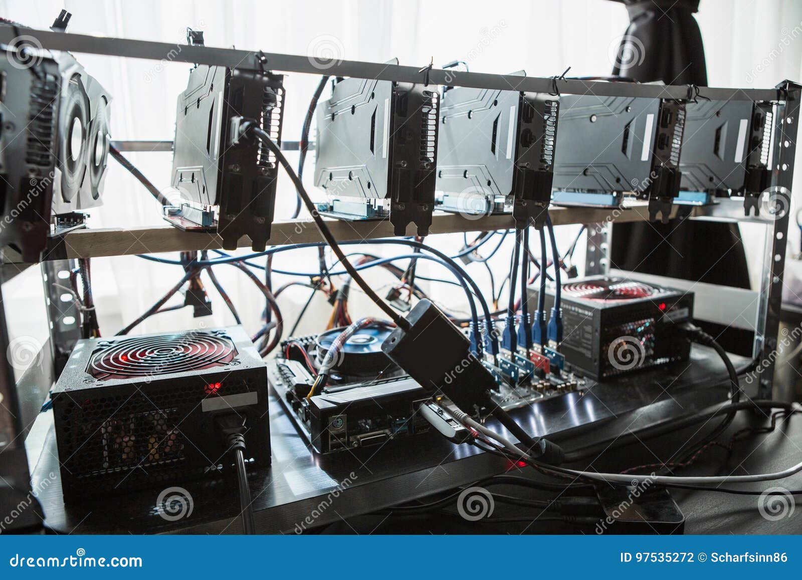 Computer for Bitcoin Mining Stock Photo - Image of money, graphics ...