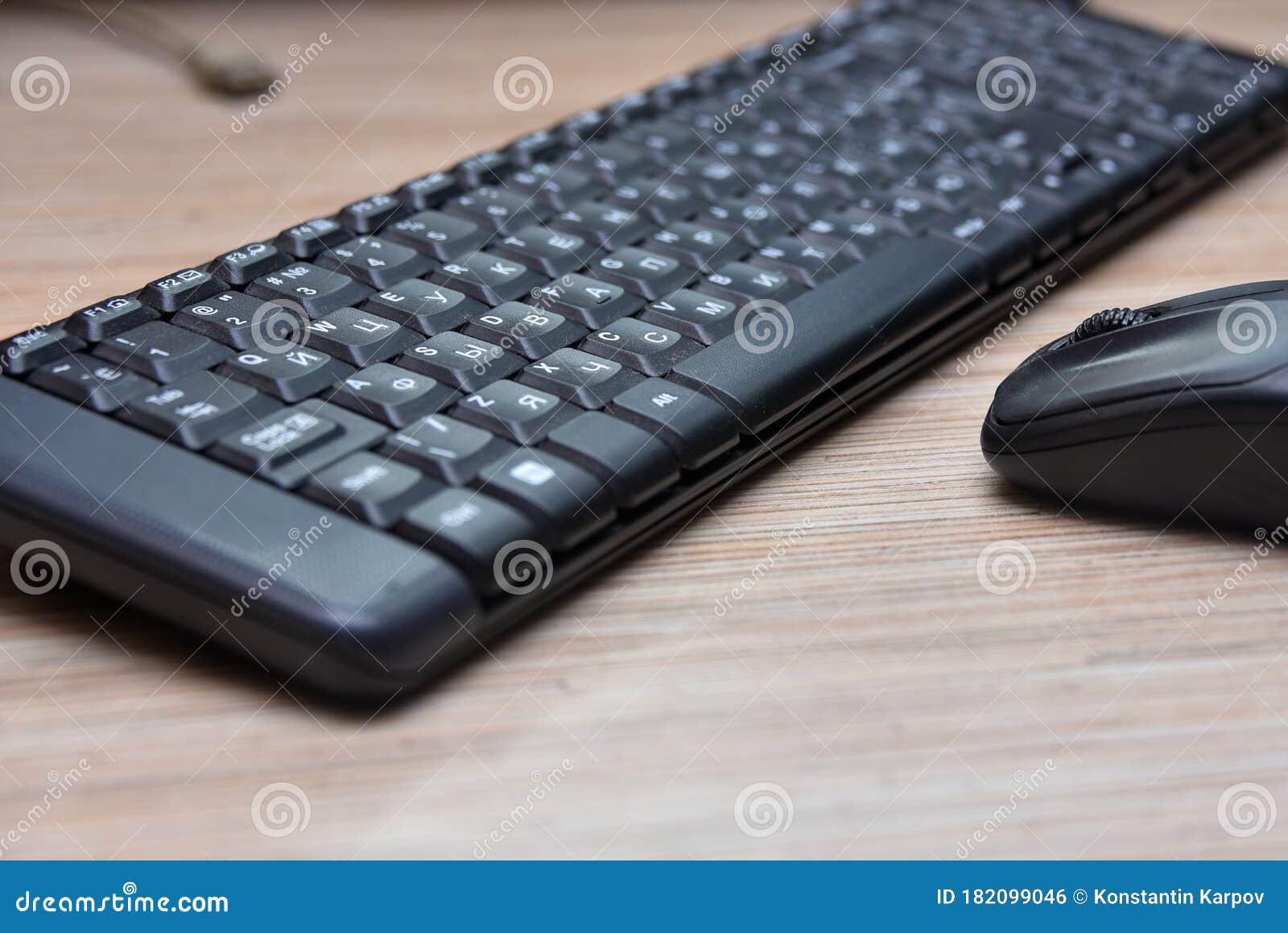 Computer Black Keyboard and Mouse on the Table Stock Photo - Image of ...