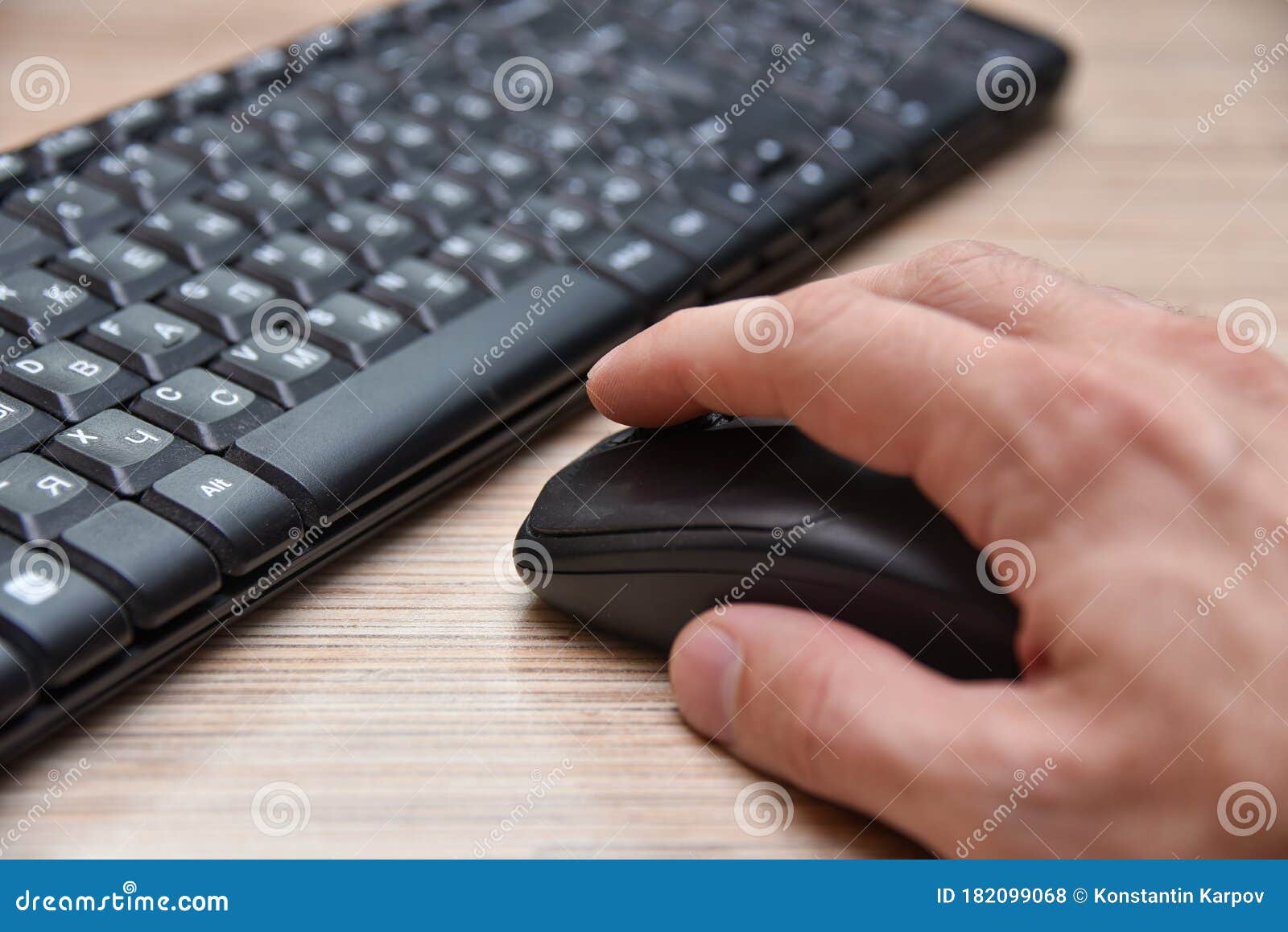 Computer Black Keyboard and Mouse on the Table Stock Photo - Image of ...