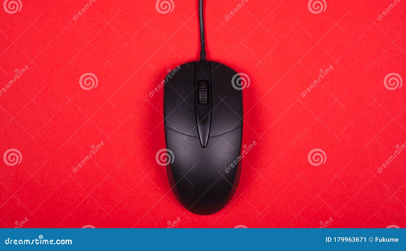 Computer Black Mouse on Red Background Top Viewn Stock Image - Image of ...