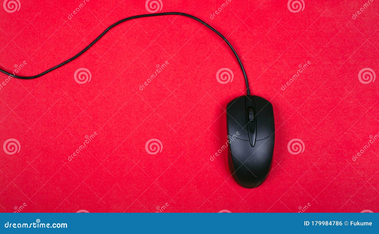 Computer Black Mouse on Red Background Top Viewn Stock Photo - Image of ...