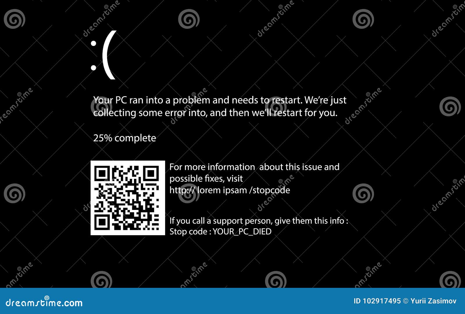 Computer Black Screen of Death Stock Vector - Illustration of internet ...