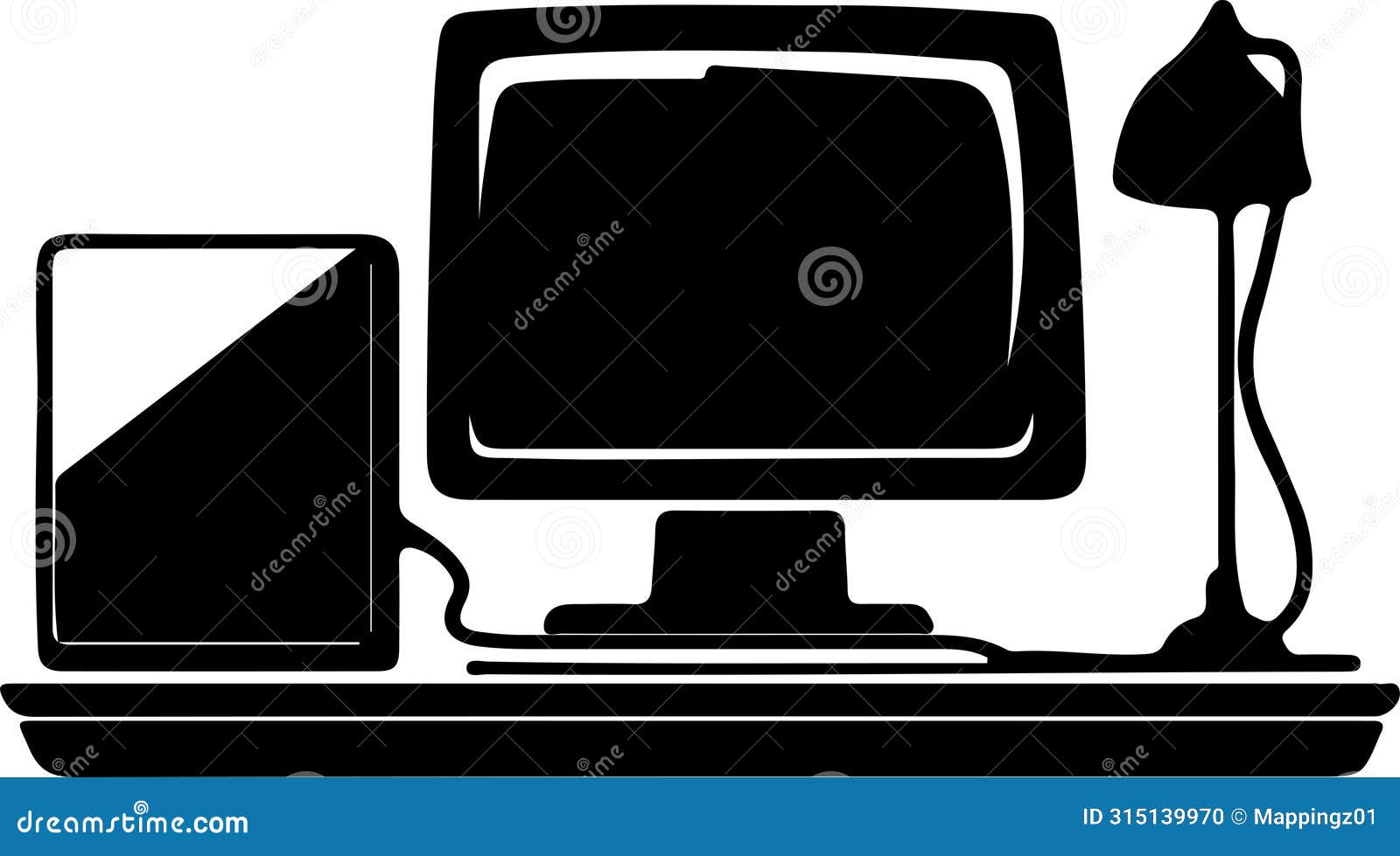 Computer Black Silhouette Generative Ai Stock Vector - Illustration of ...