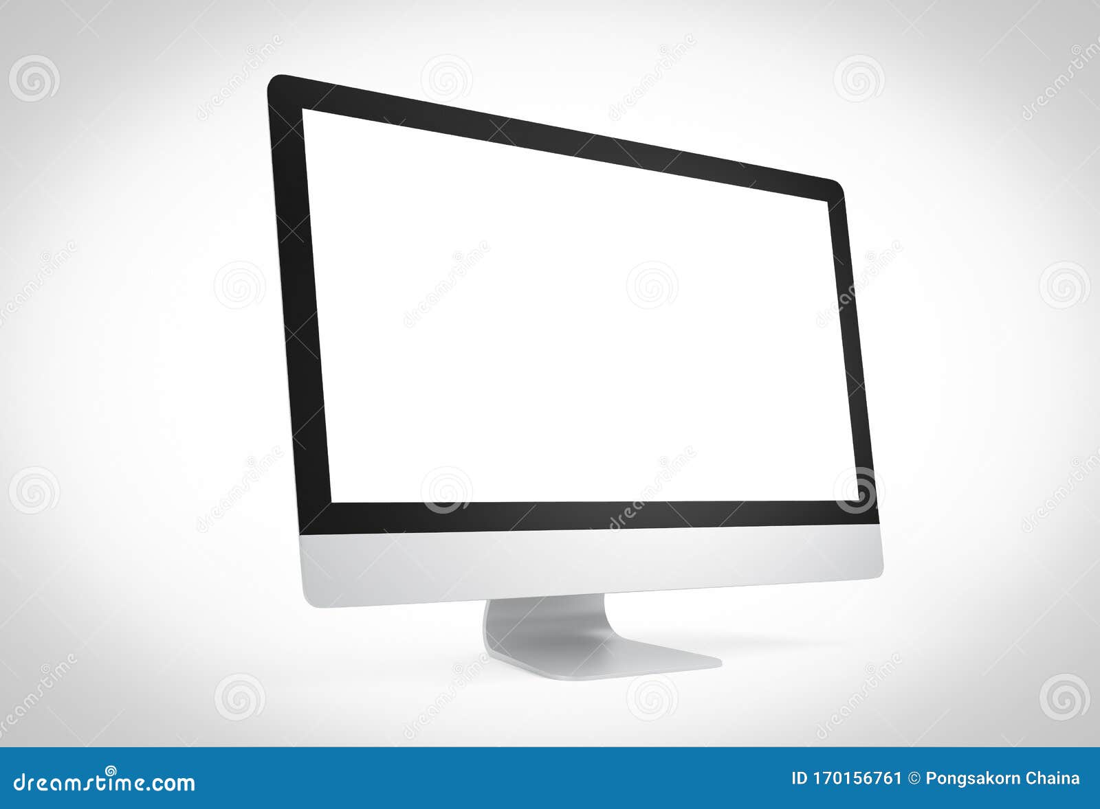 Computer with Blank Screen Isolated on White Background, 3d Rendering ...