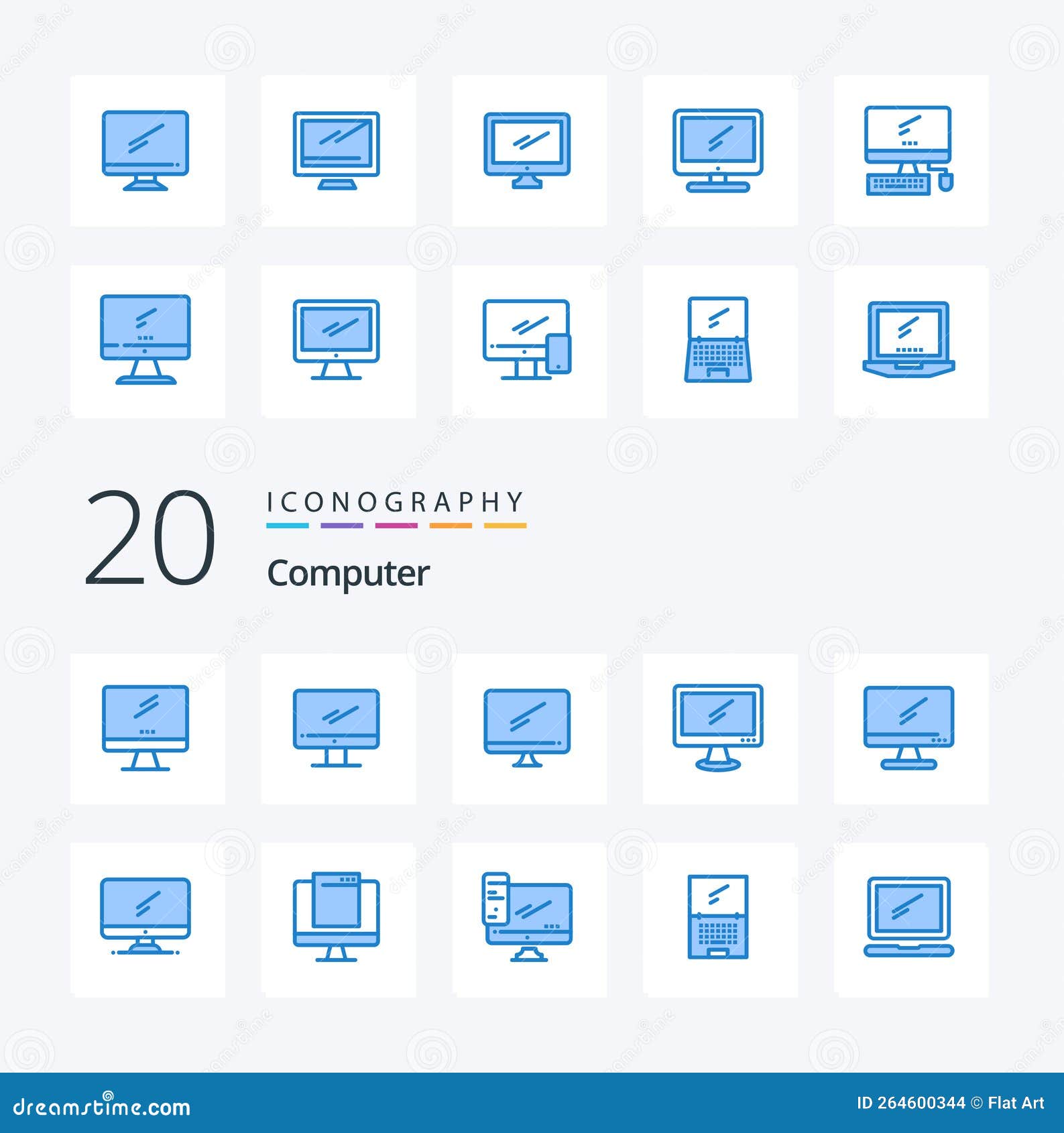 20 Computer Blue Color Icon Pack Like Device Computer Imac Server ...