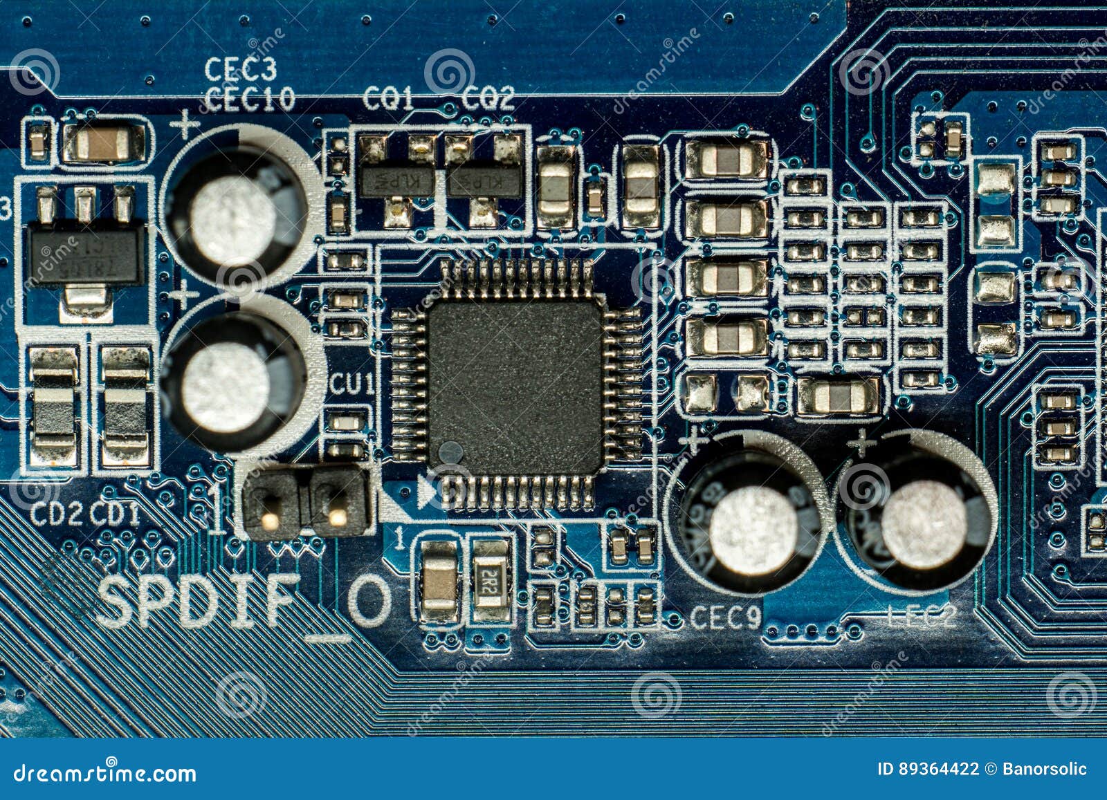 Computer Blue Color Motherboard Stock Photo - Image of industry ...