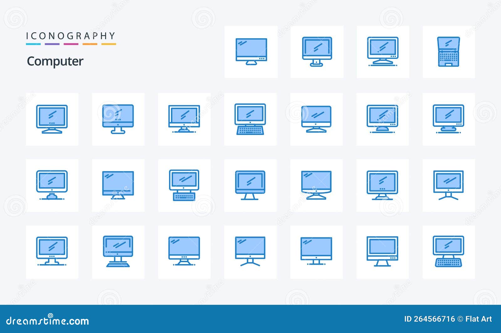 25 Computer Blue icon pack stock vector. Illustration of computer ...
