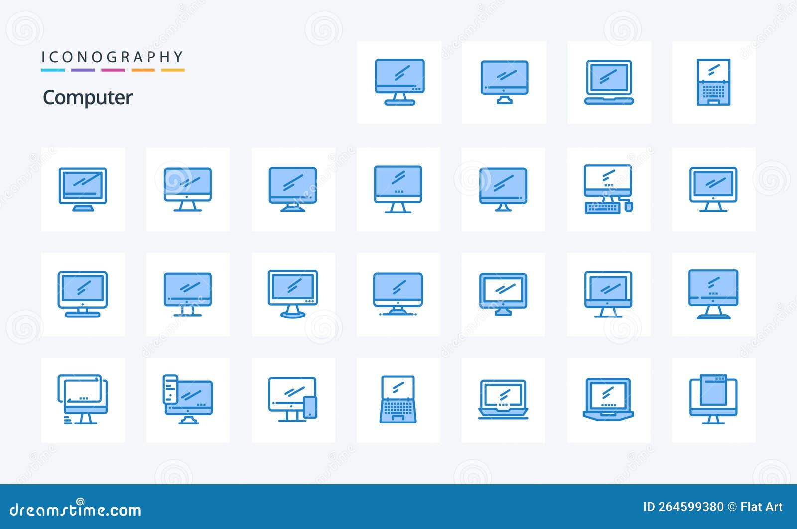 25 Computer Blue icon pack stock vector. Illustration of popup - 264599380