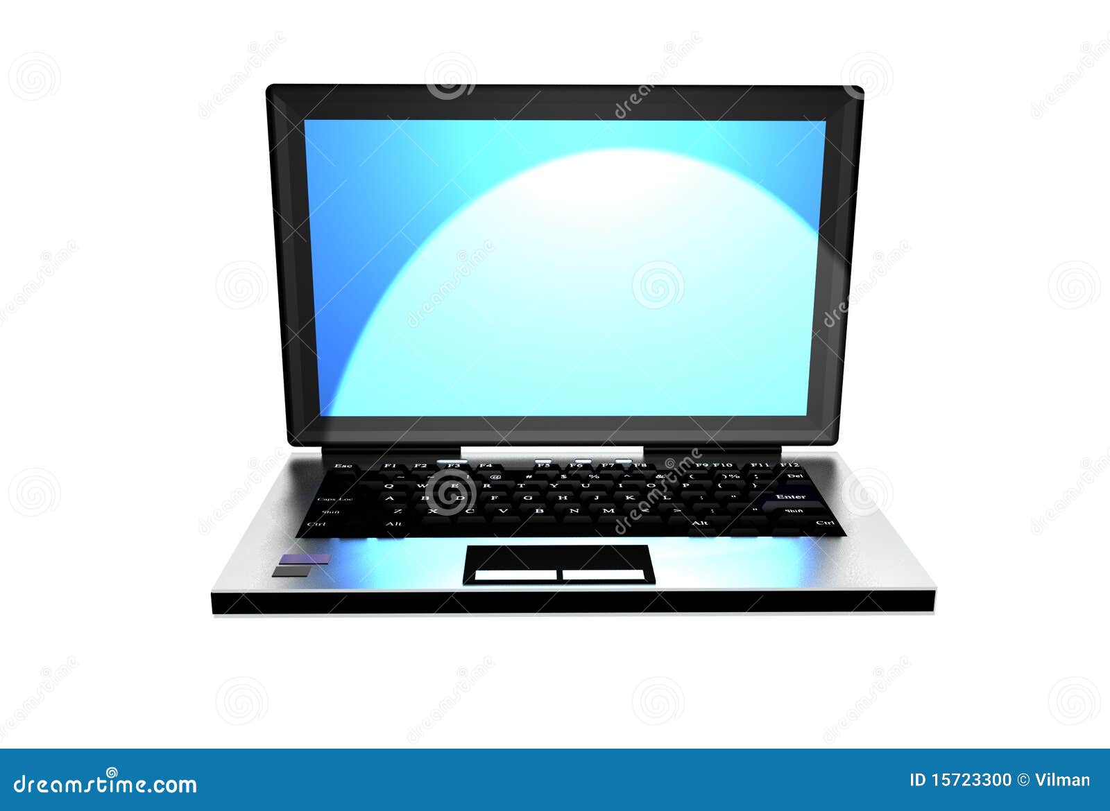 Computer with a Blue Screen on a Blue Background Stock Illustration ...
