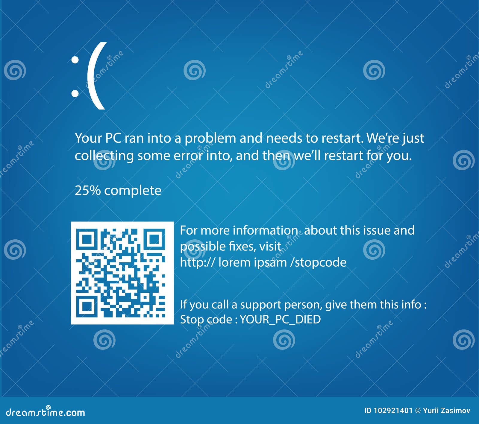 Computer Blue Screen of Death Stock Vector - Illustration of business ...