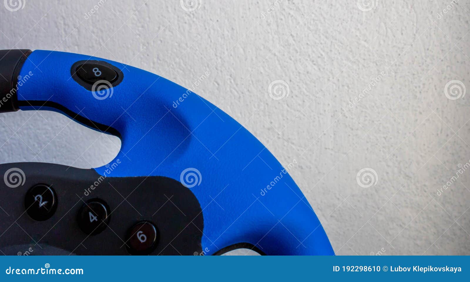 Computer Blue Steering Wheel. Isolated on a White Background. Stock ...