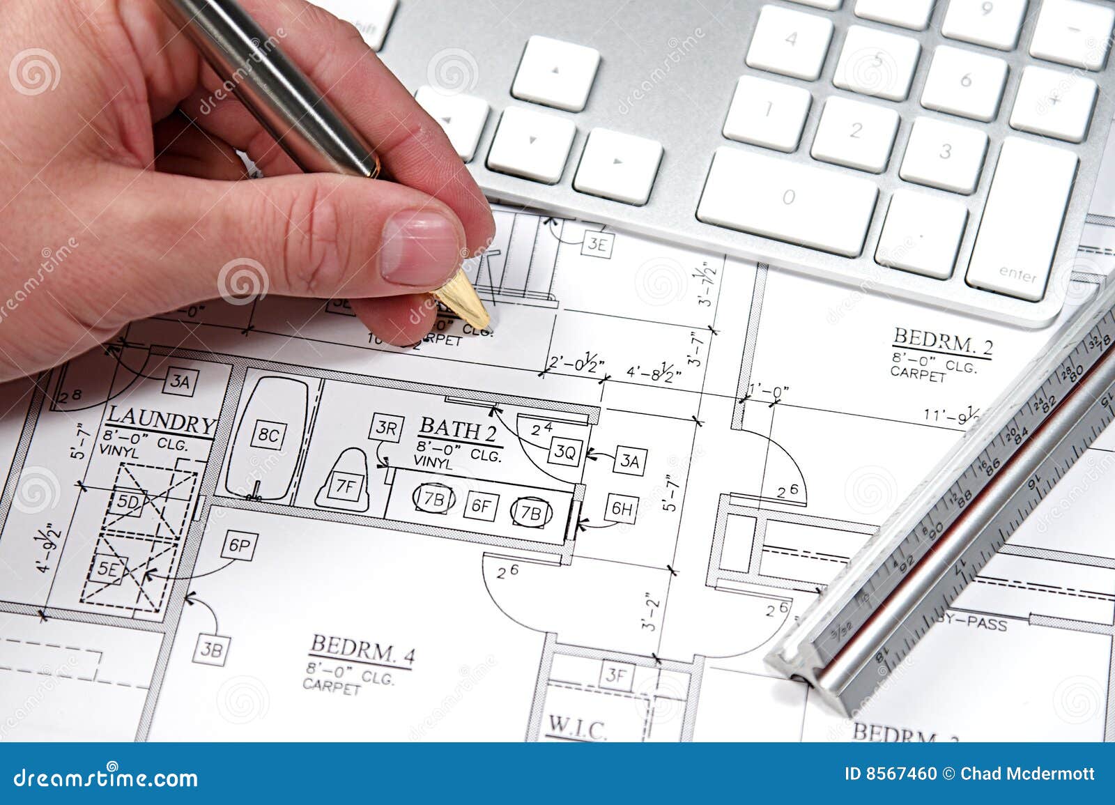 Computer Blueprint stock photo. Image of architect, finger - 8567460